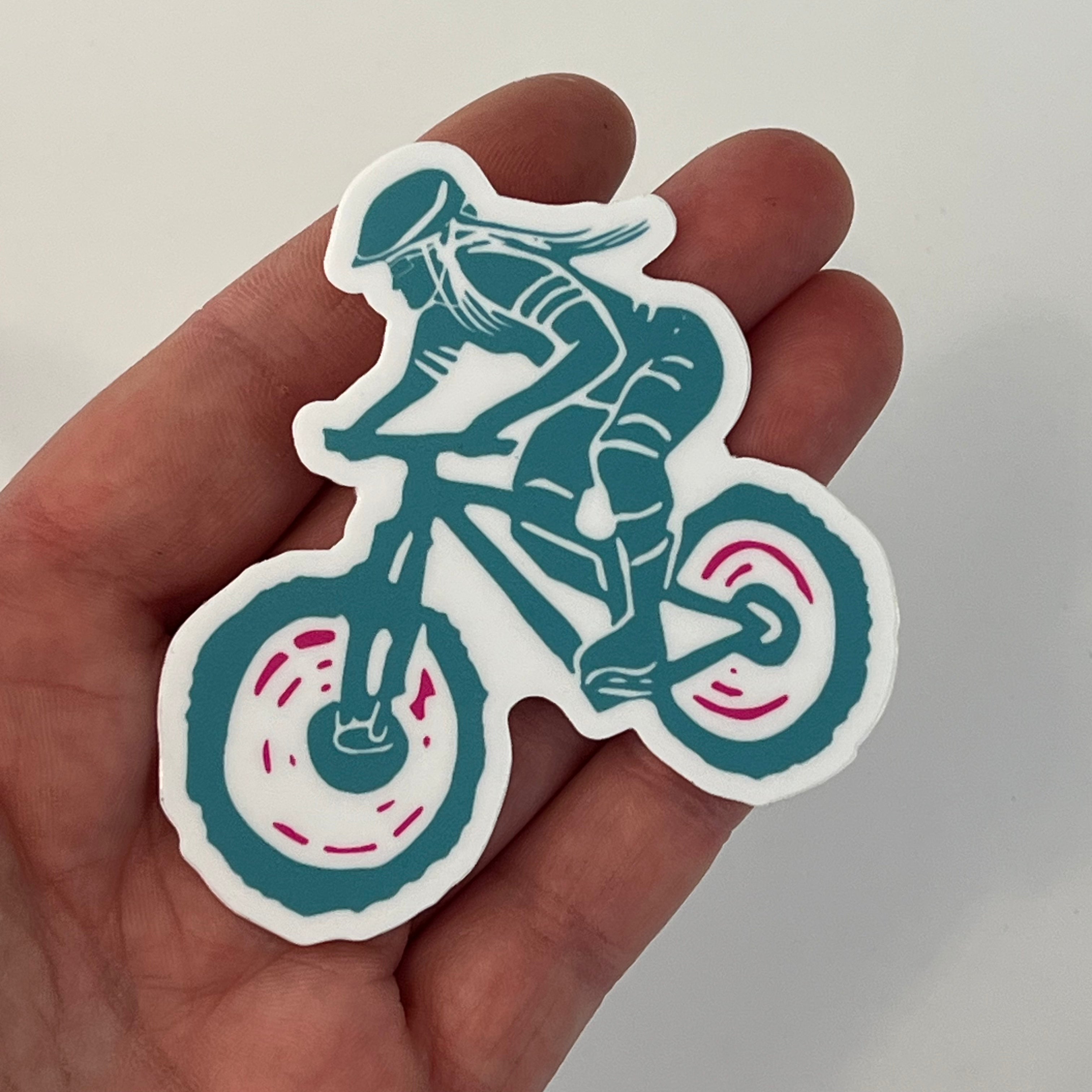 Mountain Biker Girl Sticker – SkyJune Designs